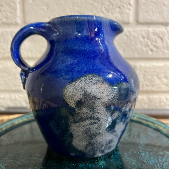 Dining | Heavy Handmade Bright Royal Blue Jug Round Pitcher Rustic ...